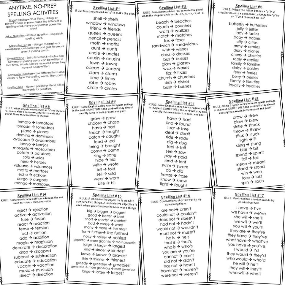 PHONICS RULES 17 Spelling Lists Interactive Notebook Activities ...