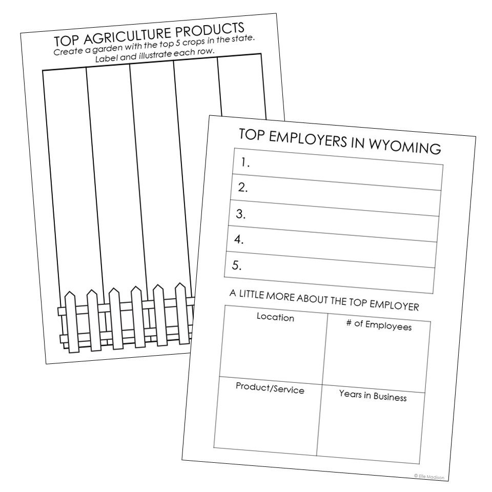 Wyoming State History Research Project for Kids: Printable Worksheets ...