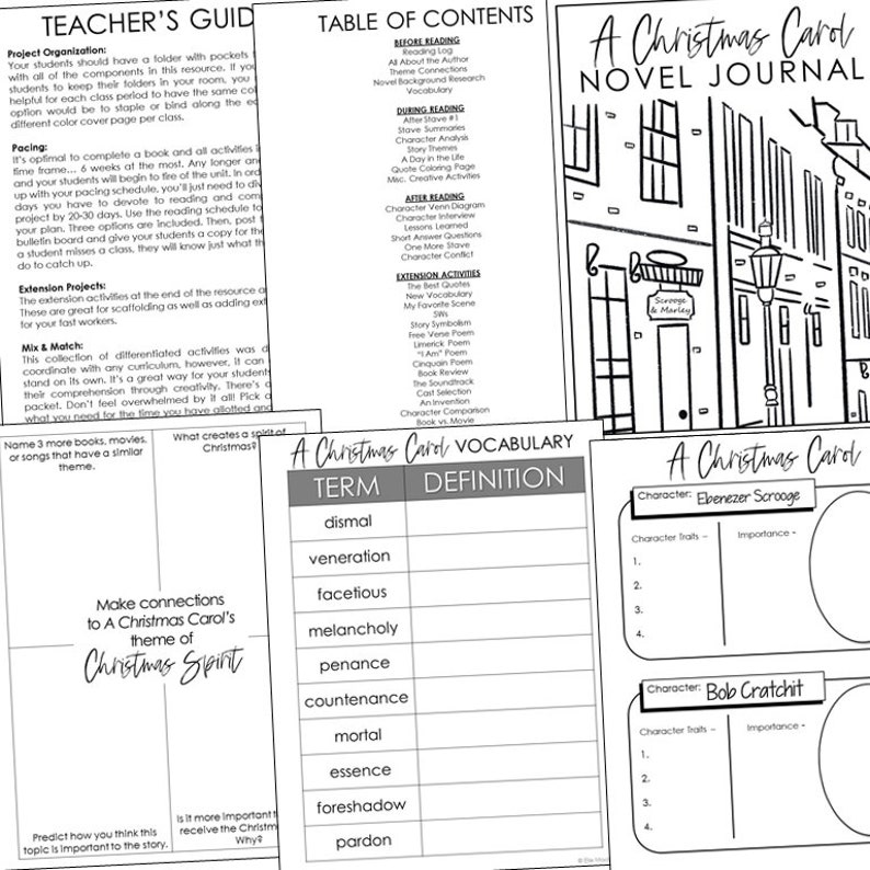 A Christmas Carol Novel Study Project for Kids | Charles Dickens Unit ...