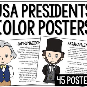US PRESIDENTS Color Posters Bulletin Board Classroom Decor - Etsy
