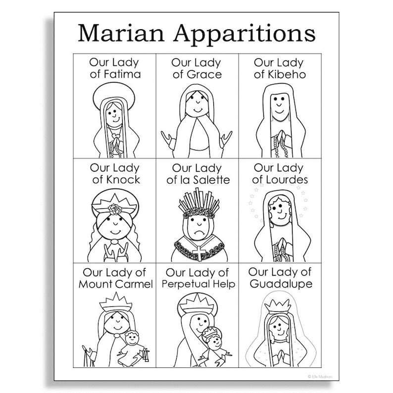 Virgin Mary Marian Apparitions for Kids Coloring Page | Catholic ...