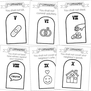 TEN COMMANDMENTS Catholic Coloring Pages Activity | Catholic Church ...