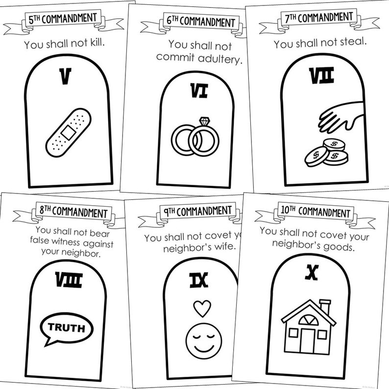 Ten Commandments for Kids Catholic Coloring Pages: Homeschool Printable ...