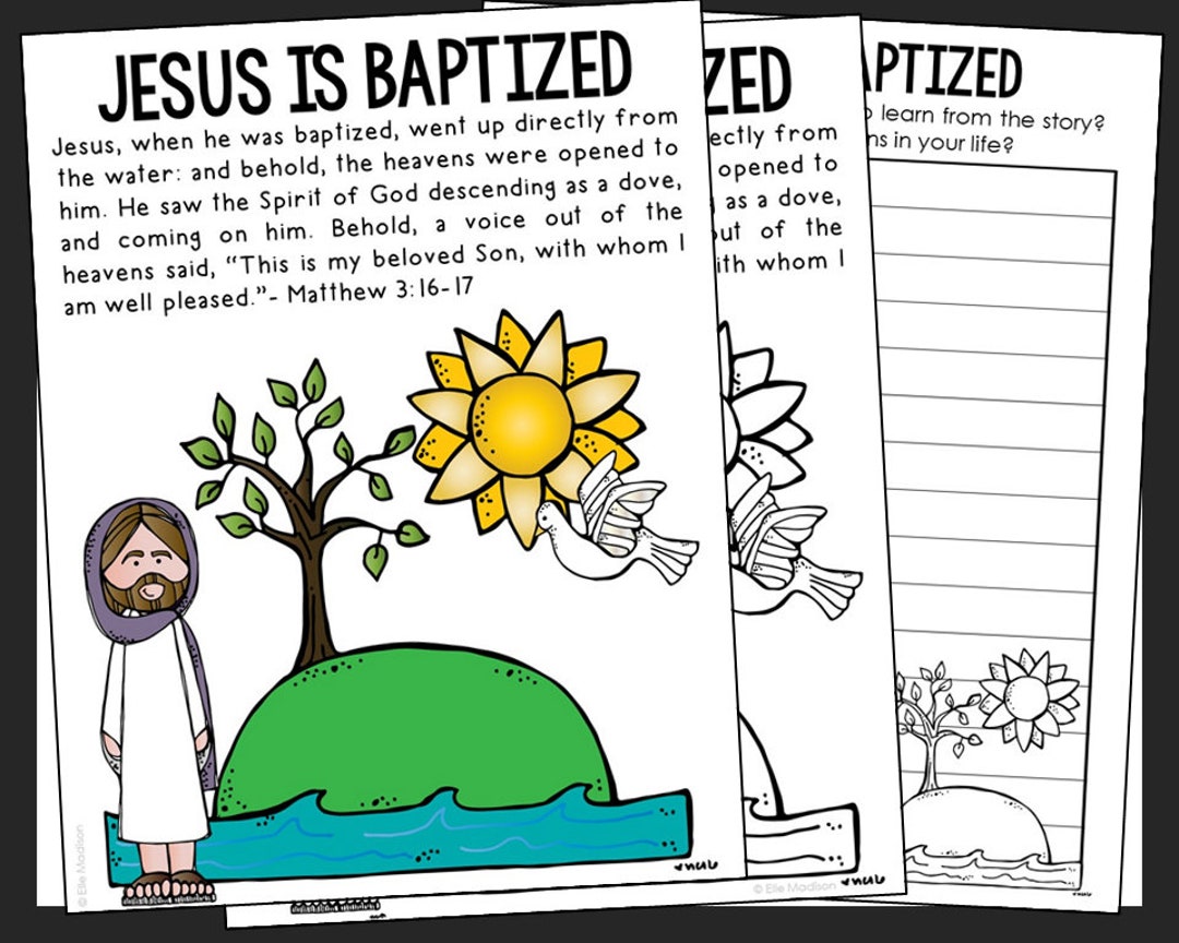 Jesus is Baptized Coloring Page for Kids | Homeschool Bible Study Unit ...