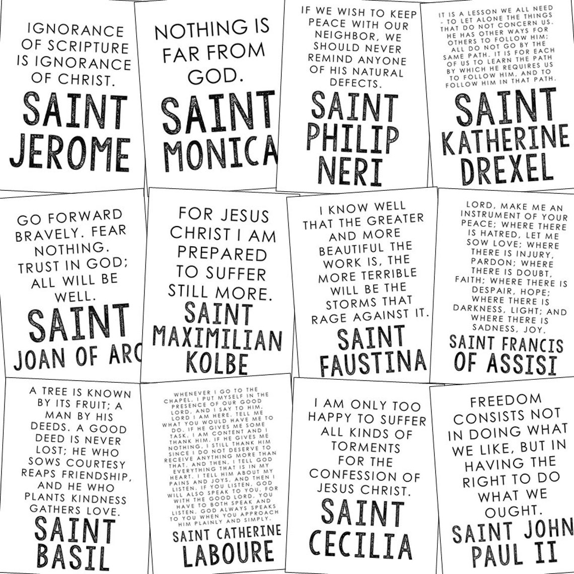 Catholic Saints Quote Posters for Kids | Homeschool Saints Unit Study ...