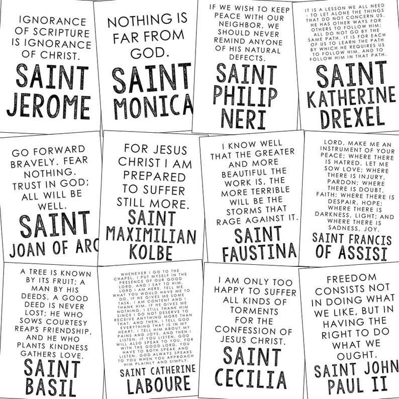 Catholic Saints Quote Posters for Kids | Homeschool Saints Unit Study ...