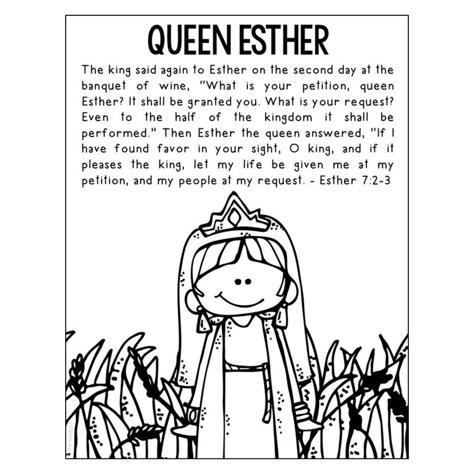 Queen Esther Coloring Page for Kids | Homeschool Bible Study Unit ...