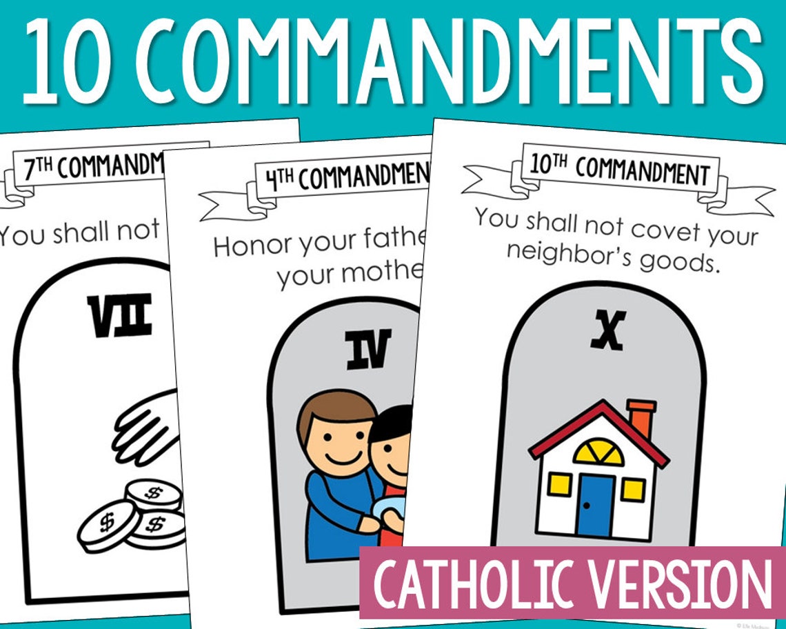 TEN COMMANDMENTS Catholic Coloring Pages and Posters - Etsy