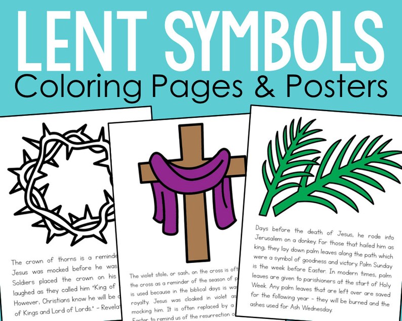 EASTER and LENT SYMBOLS Coloring Pages and Posters Christian - Etsy