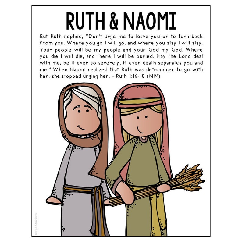 RUTH and NAOMI Bible Story Coloring Page Activity Sunday School Lesson ...