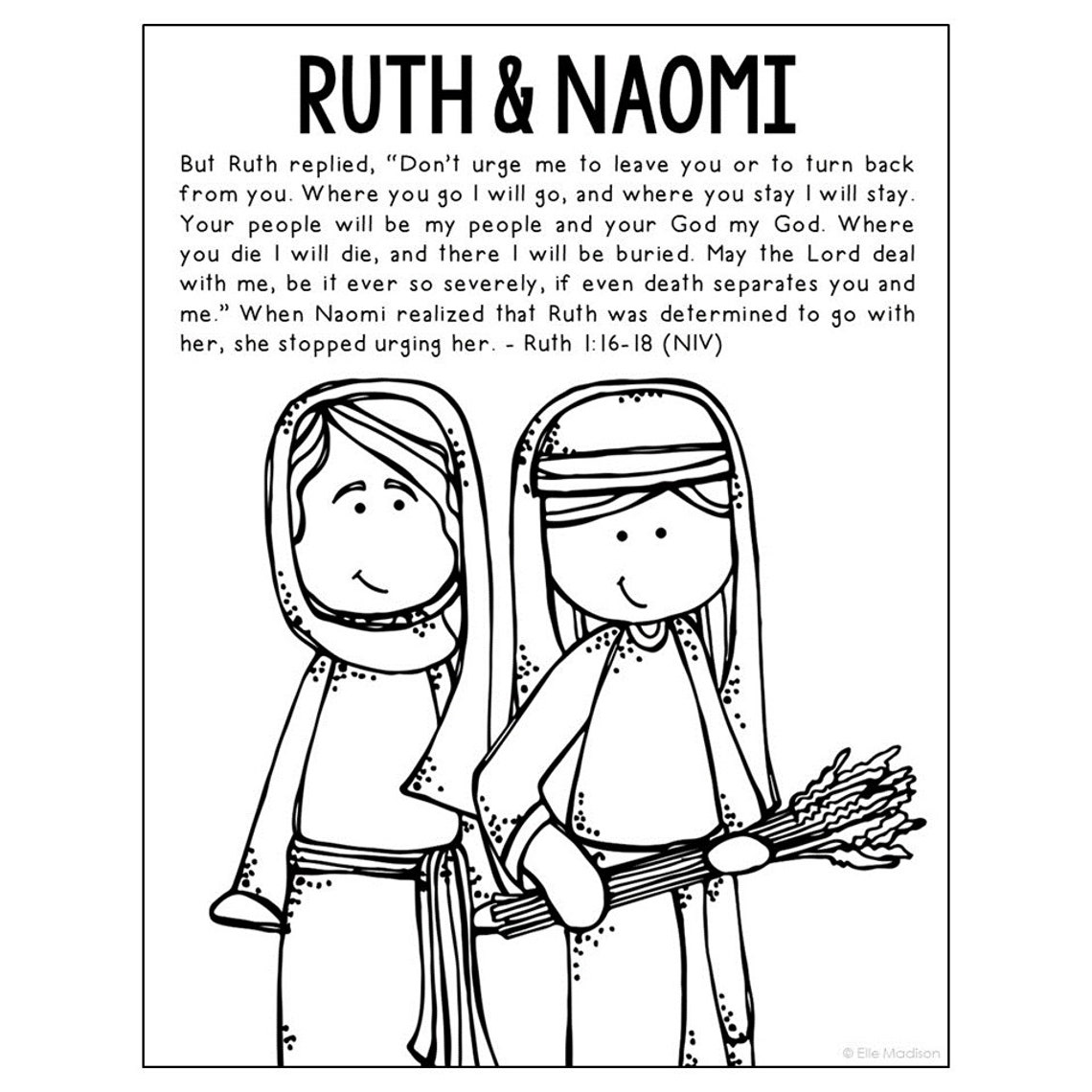 RUTH and NAOMI Bible Story Coloring Page Activity Sunday - Etsy