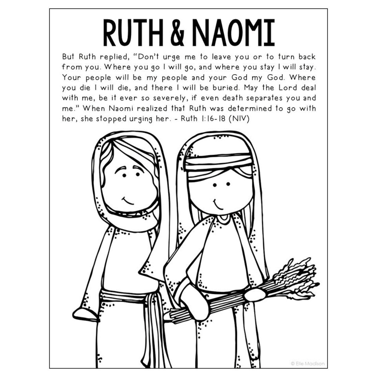 RUTH And NAOMI Bible Story Coloring Page Activity Sunday Etsy ruth-and-naomi-bible-story-coloring-page-activity-sunday-etsy