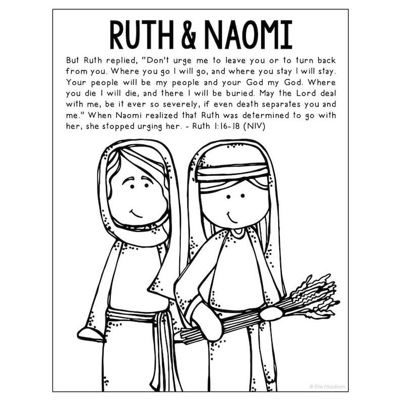 Ruth and Naomi Bible Story Coloring Page for Kids | Christian ...