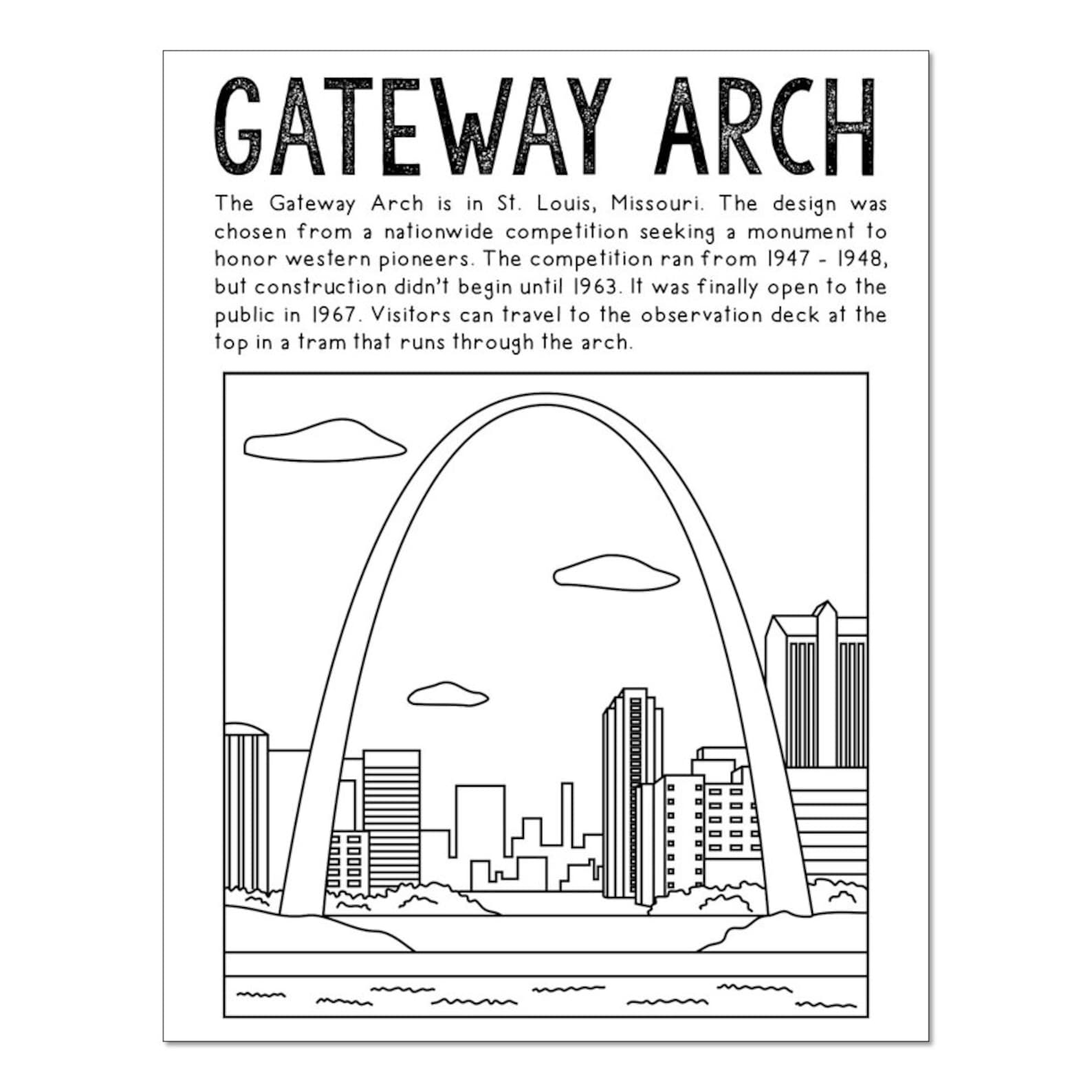 USA Landmarks Coloring Pages for Kids | Homeschool Geography Social ...