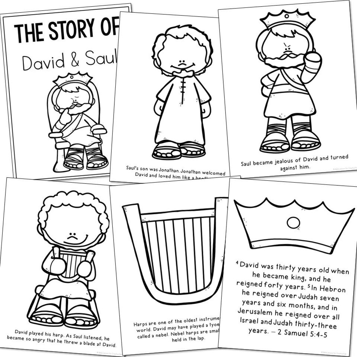 DAVID and KING SAUL Bible Story Posters Activity Christian Homeschool ...
