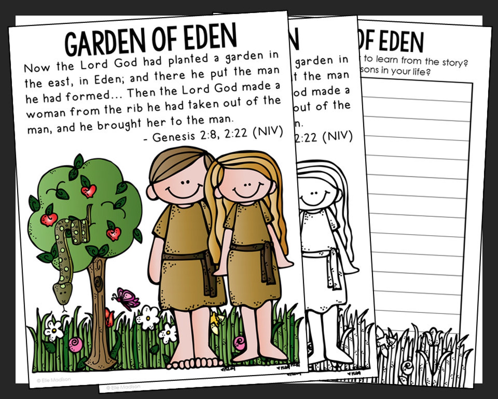 ADAM and EVE Bible Story Coloring Page Activity | Sunday School Lesson ...