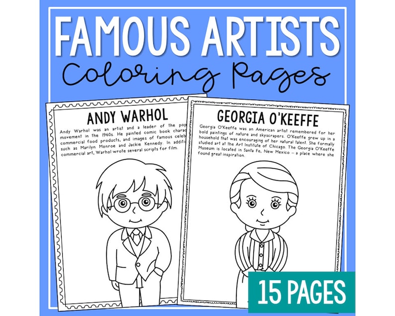 Famous Artists Coloring Pages for Kids | Homeschool Art History Lesson ...