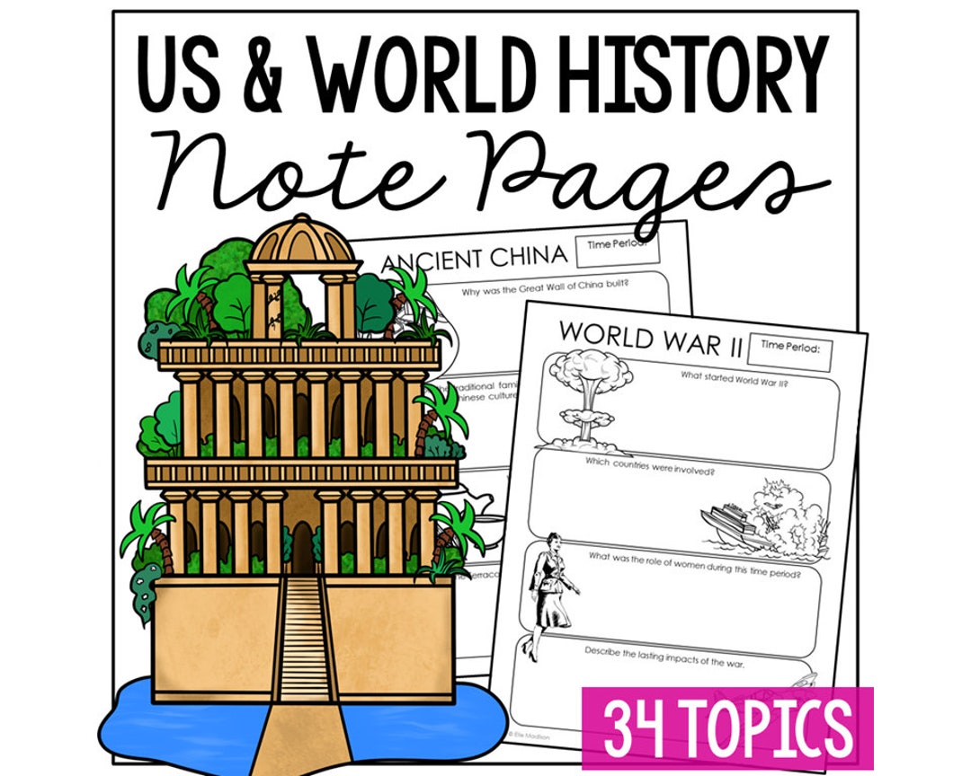 USA and World History for Kids Note Pages | Homeschool Social Studies ...