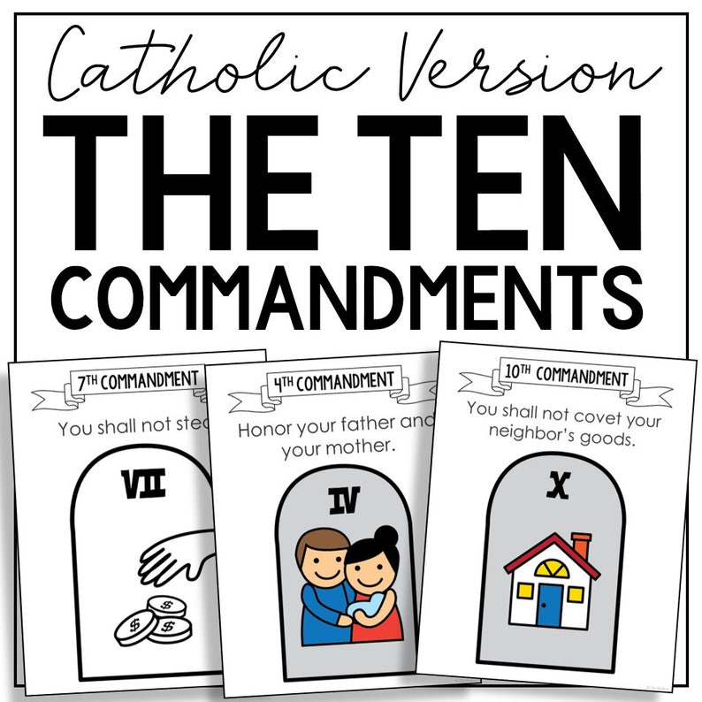 TEN COMMANDMENTS Catholic Coloring Pages and Posters - Etsy