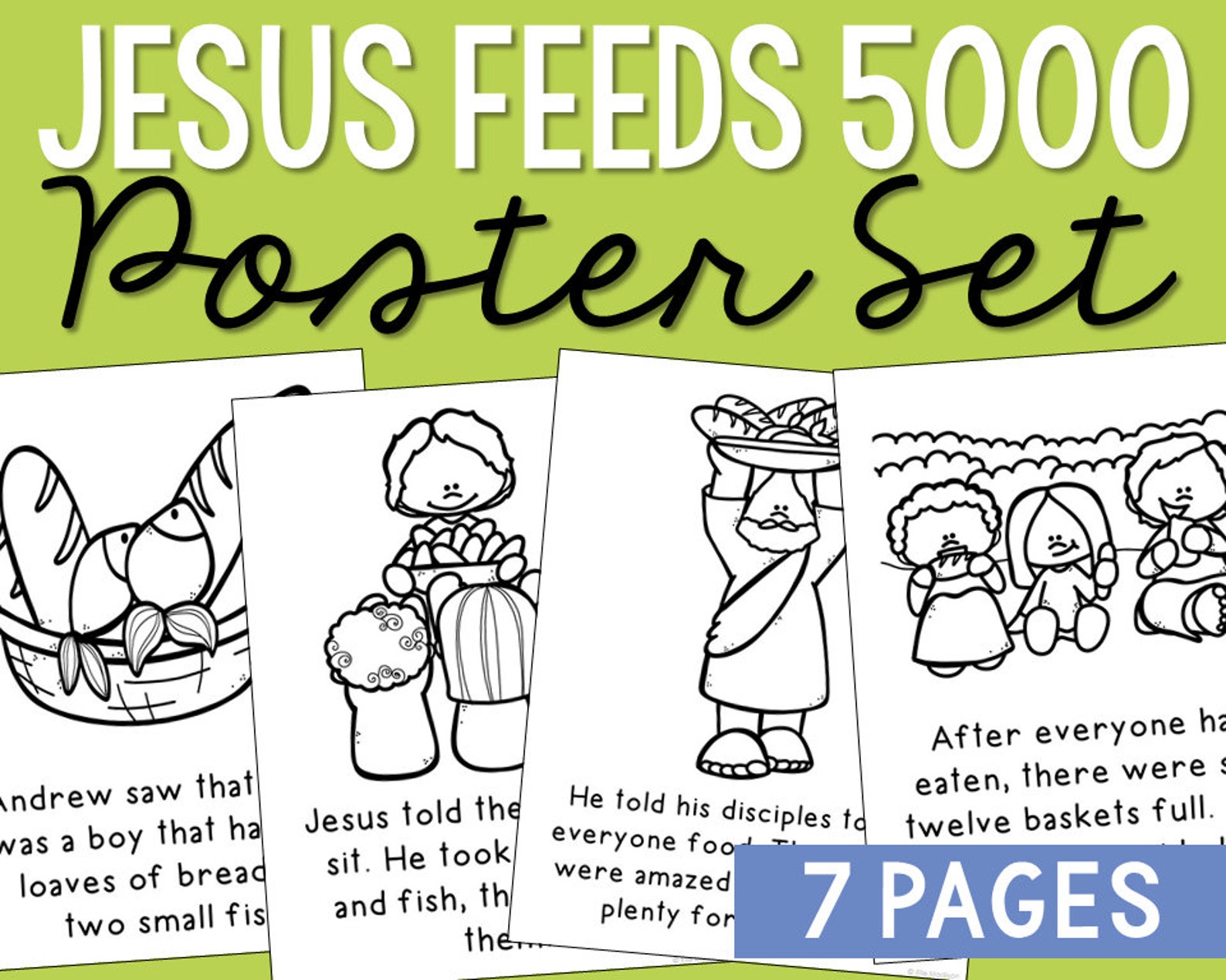 JESUS FEEDS THE 5000 Bible Story Activity Posters Christian - Etsy