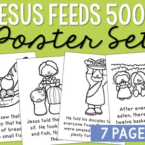 JESUS FEEDS THE 5000 Bible Story Activity Posters Christian - Etsy