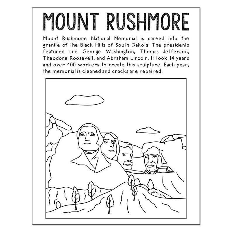 US AMERICAN LANDMARKS Coloring Page Book Printables - Etsy