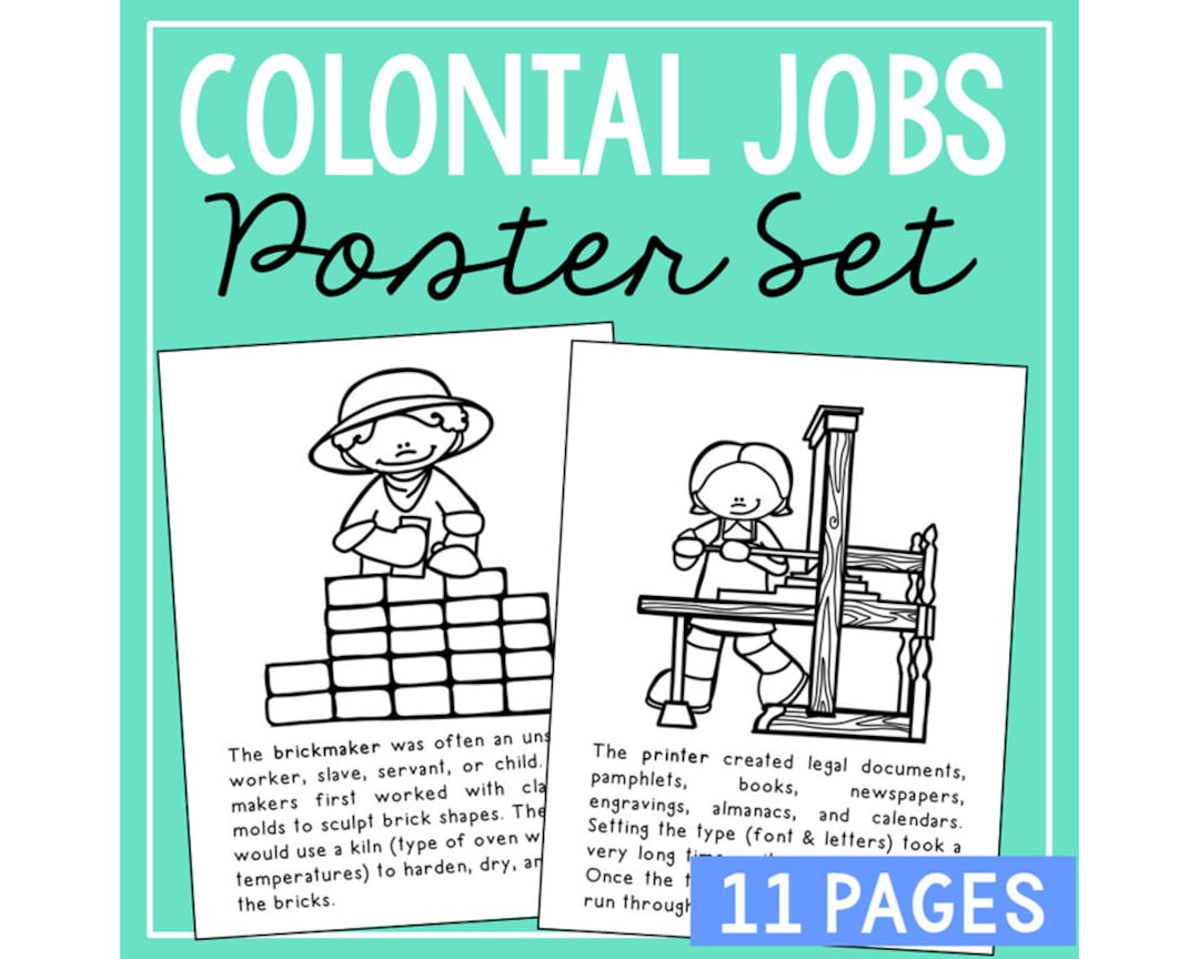 COLONIAL JOBS Social Studies Activity Posters | Bulletin Board Decor ...
