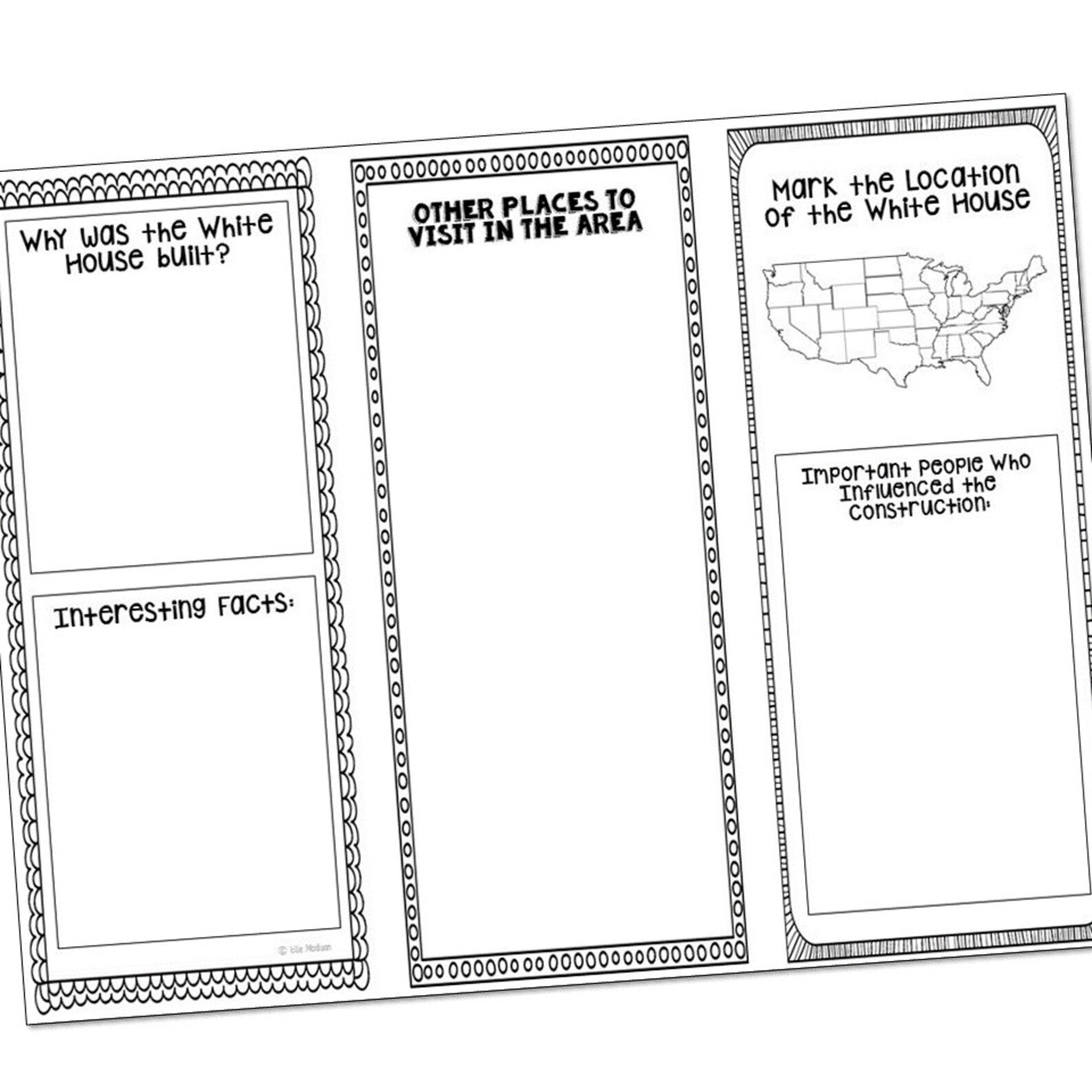 USA LANDMARKS Research Brochure Projects Social Studies | Etsy