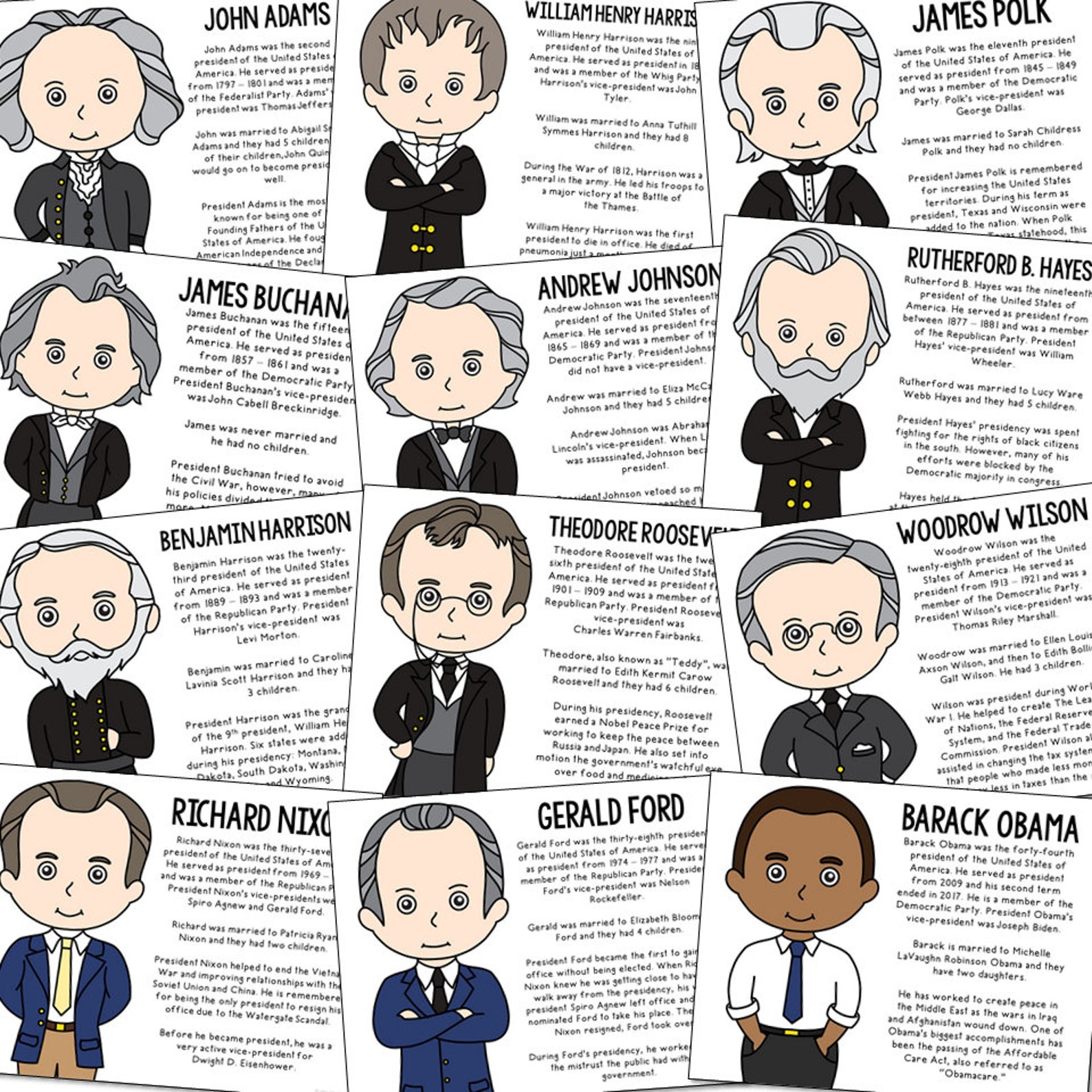US PRESIDENTS Color Posters | Bulletin Board Classroom Decor ...