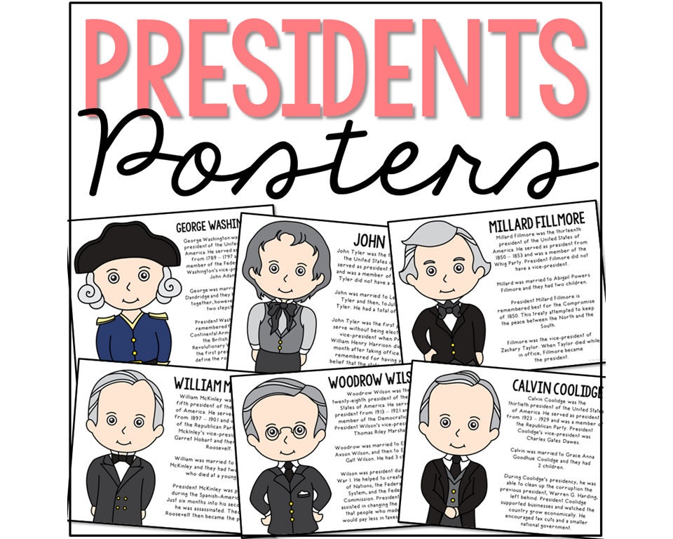 US PRESIDENTS Color Posters | Bulletin Board Classroom Decor ...