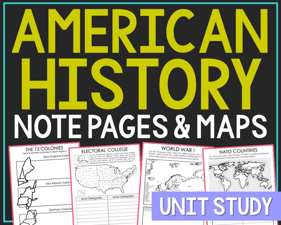 US AMERICAN HISTORY Worksheet and Maps Social Studies Unit - Etsy