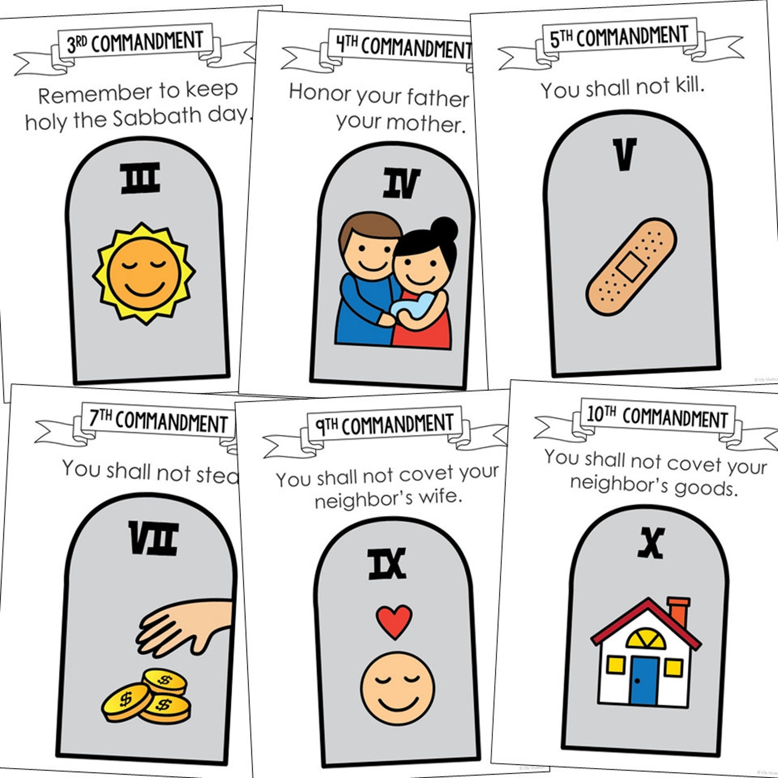 TEN COMMANDMENTS Catholic Coloring Pages and Posters - Etsy