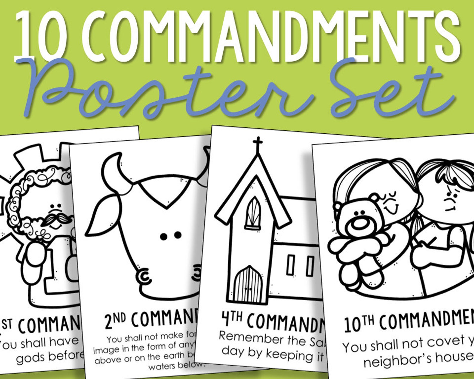 TEN COMMANDMENTS Bible Story Activity Posters Christian - Etsy