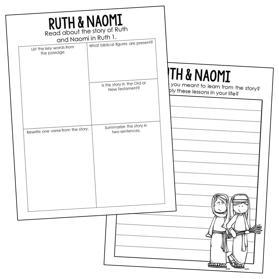 RUTH and NAOMI Bible Story Coloring Page Activity Sunday School Lesson ...
