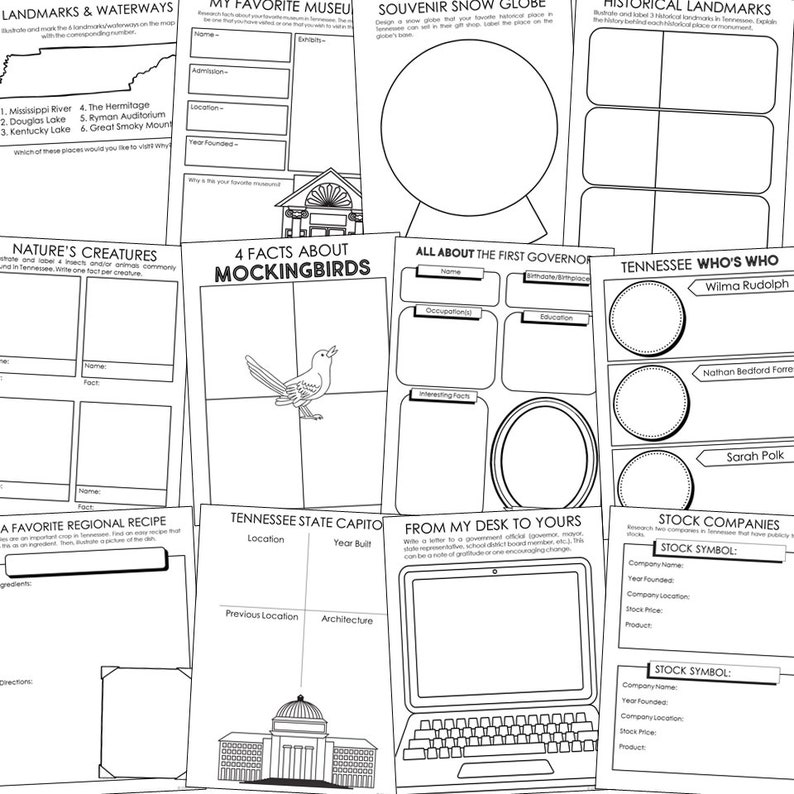 TENNESSEE Social Studies State History Project Homeschool - Etsy
