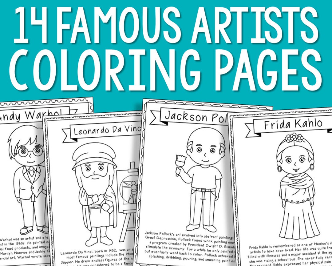 FAMOUS ARTISTS Coloring Page and Posters Art Classroom - Etsy