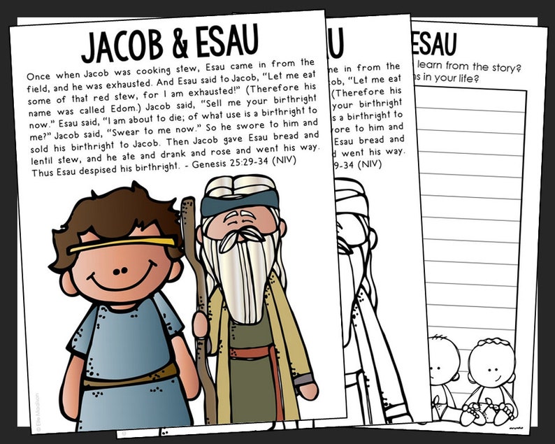 Jacob and Esau Bible Story Coloring Page | Homeschool Bible Study Unit ...
