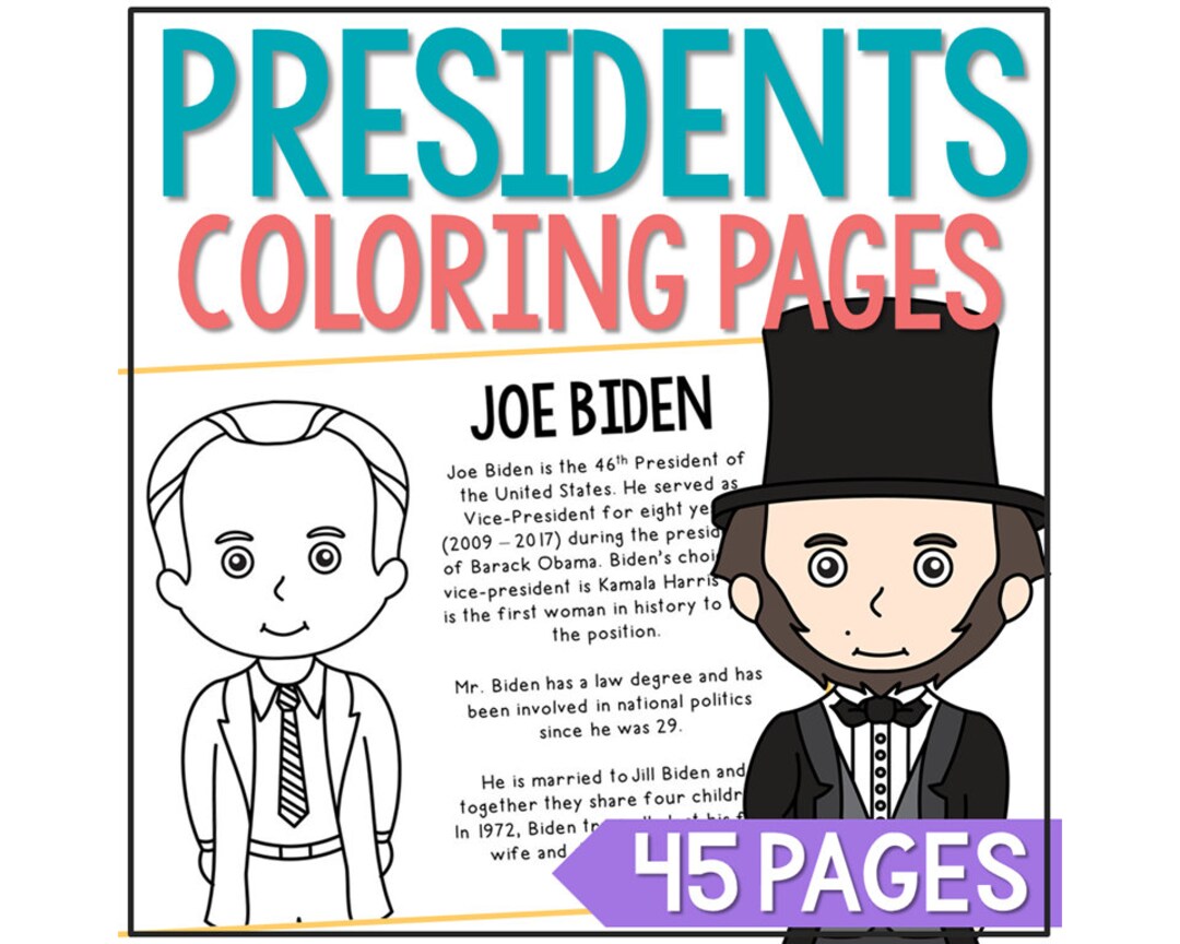 US PRESIDENTS Coloring Pages and Color Posters Bulletin - Etsy