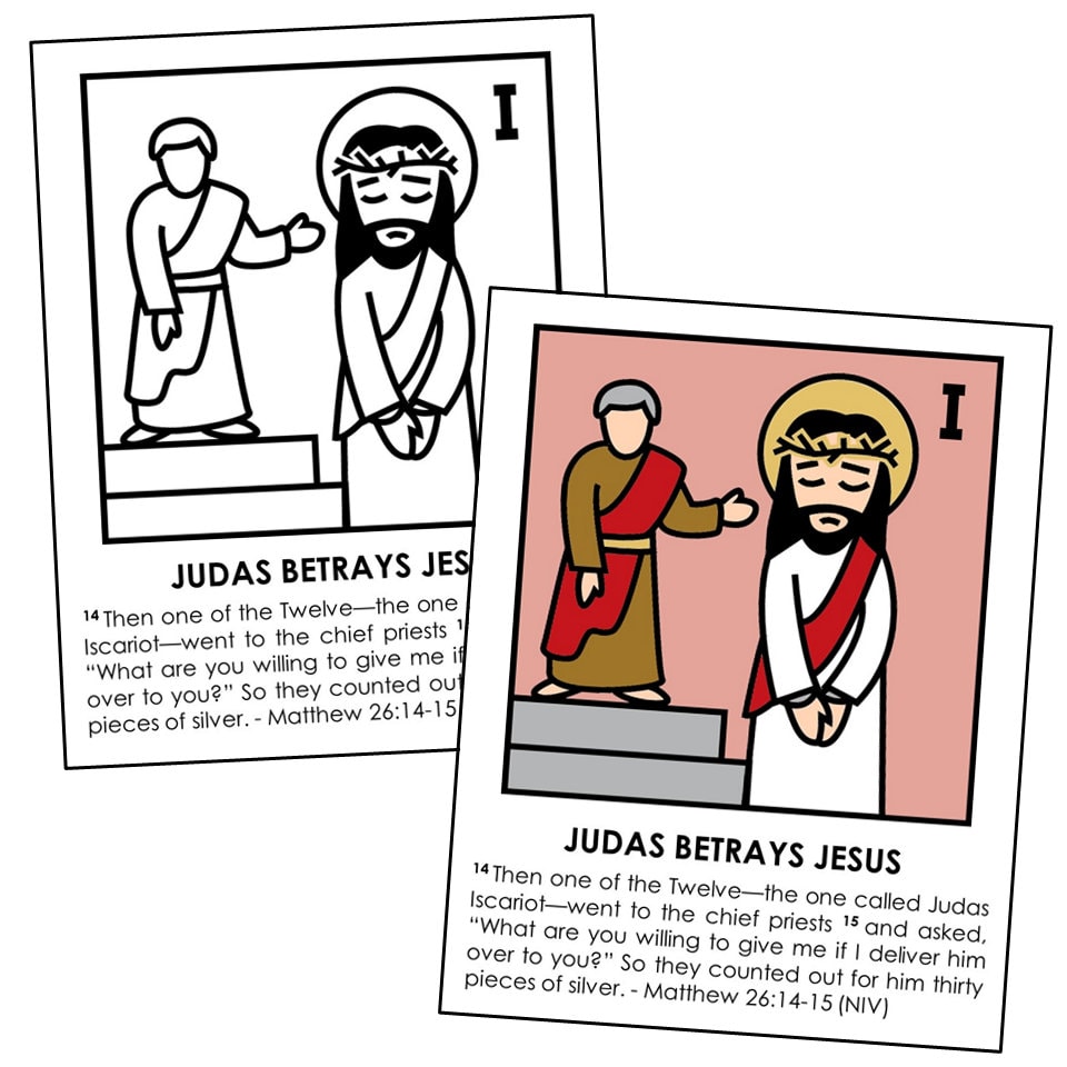 Judas Betrays Jesus Coloring Page
