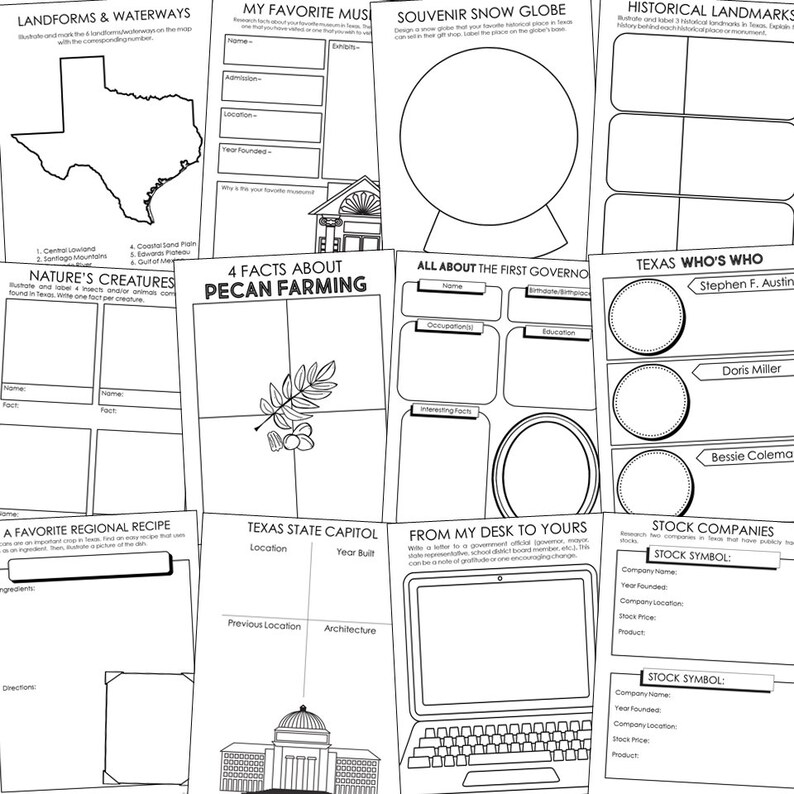 Texas State History Research Project for Kids: Printable Worksheets ...