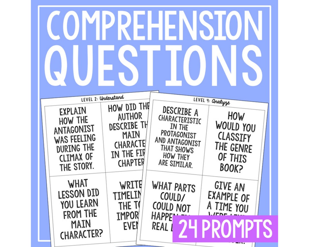Reading Comprehension Question Cards FOR ANY BOOK | Homeschool Language ...