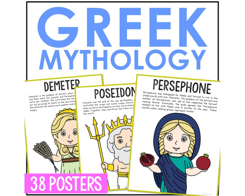 Greek Mythology for Kids Color Posters | Homeschool Bulletin Board ...