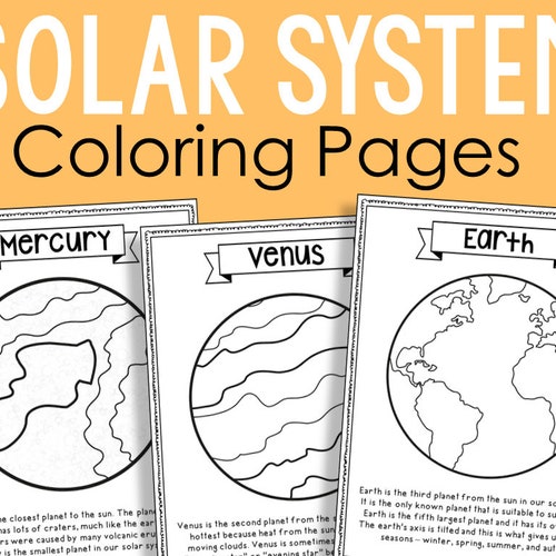 SOLAR SYSTEM Planets Coloring Pages Science Printables - Etsy Canada