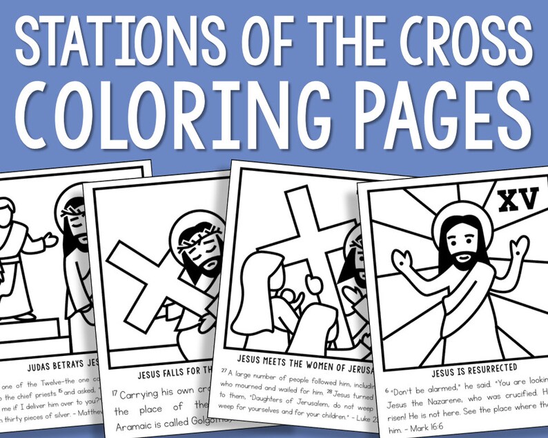 STATIONS of the CROSS Coloring Pages Easter Palm Sunday | Etsy