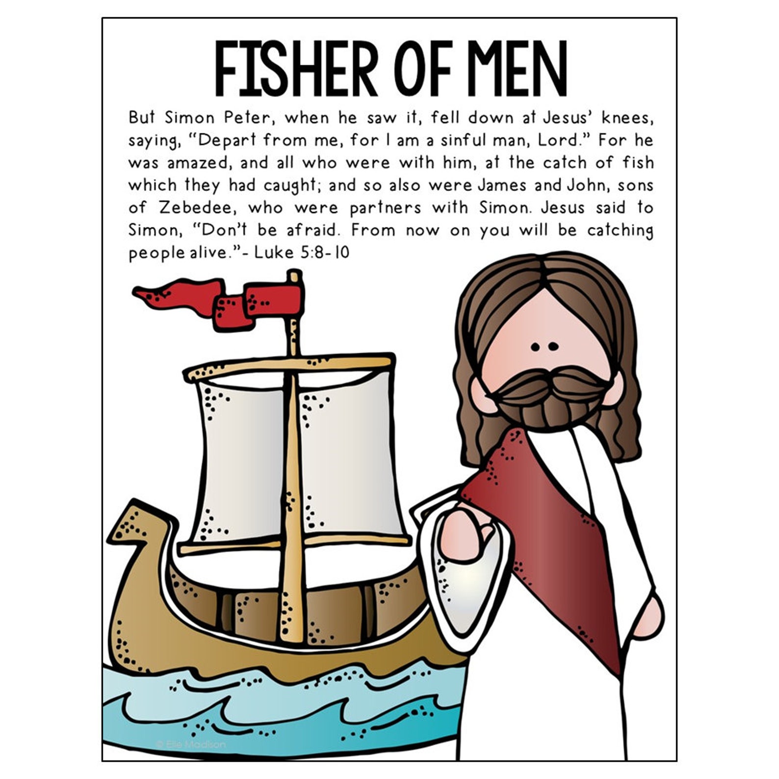 Fisher of Men Coloring Page Homeschool Bible Study Printable Worksheets ...
