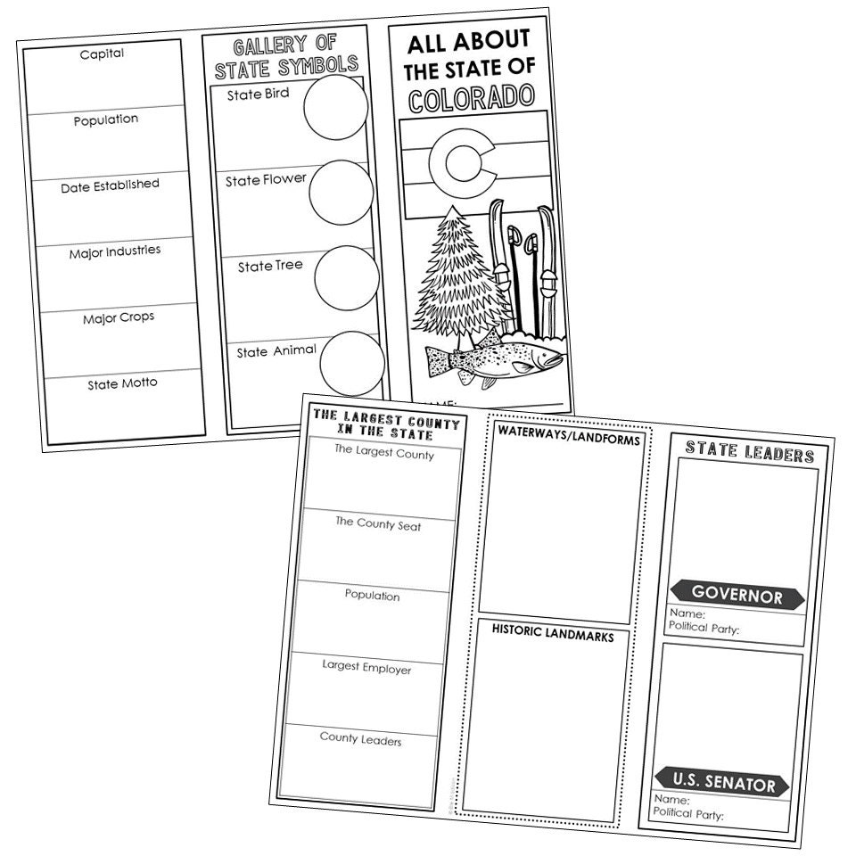 USA States for Kids Research Brochure Project | Homeschool Elementary ...