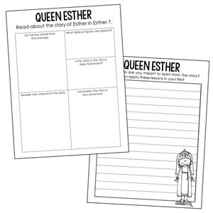 QUEEN ESTHER Bible Story Coloring Page Activity Sunday School Lesson ...