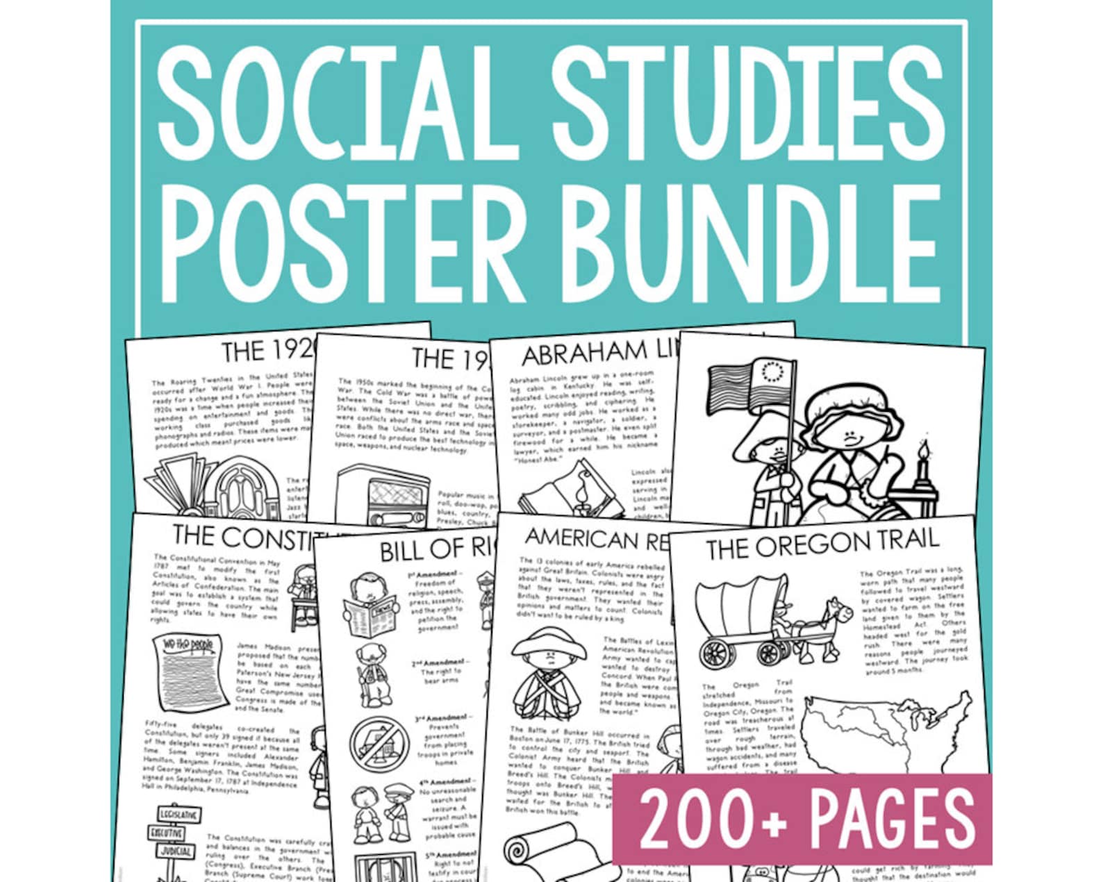 SOCIAL STUDIES Poster Set American and World History Bulletin Board ...