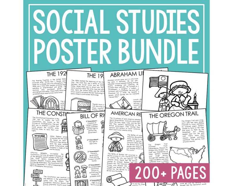 SOCIAL STUDIES Poster Set American and World History Bulletin Board ...