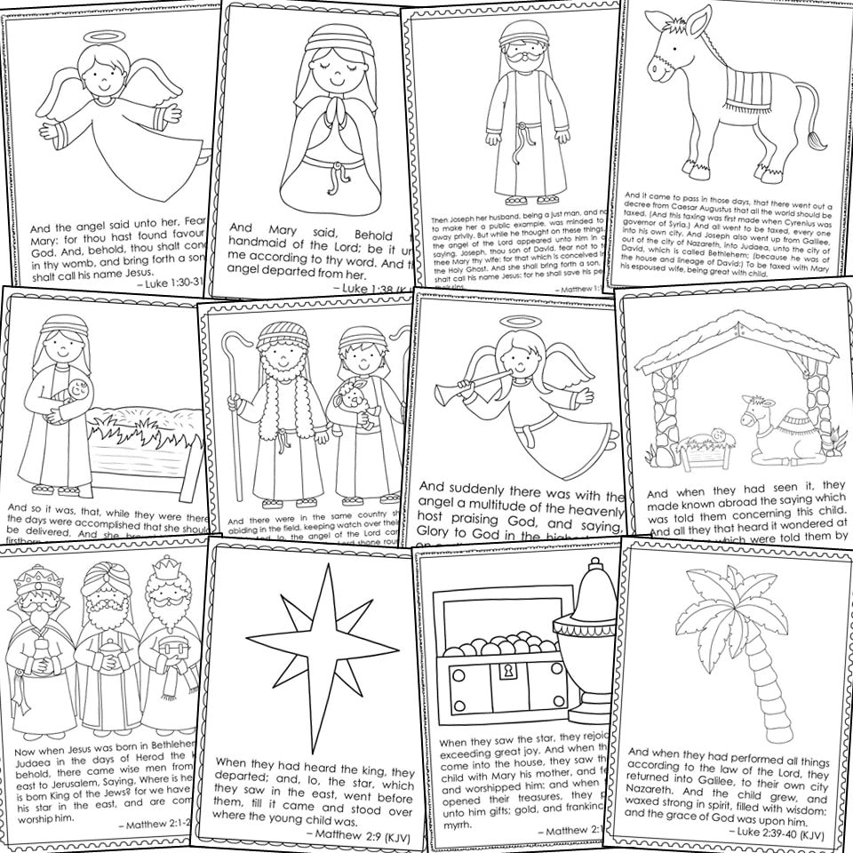 CHRISTMAS STORY Coloring Page Activity King James Version KJV Nativity ...